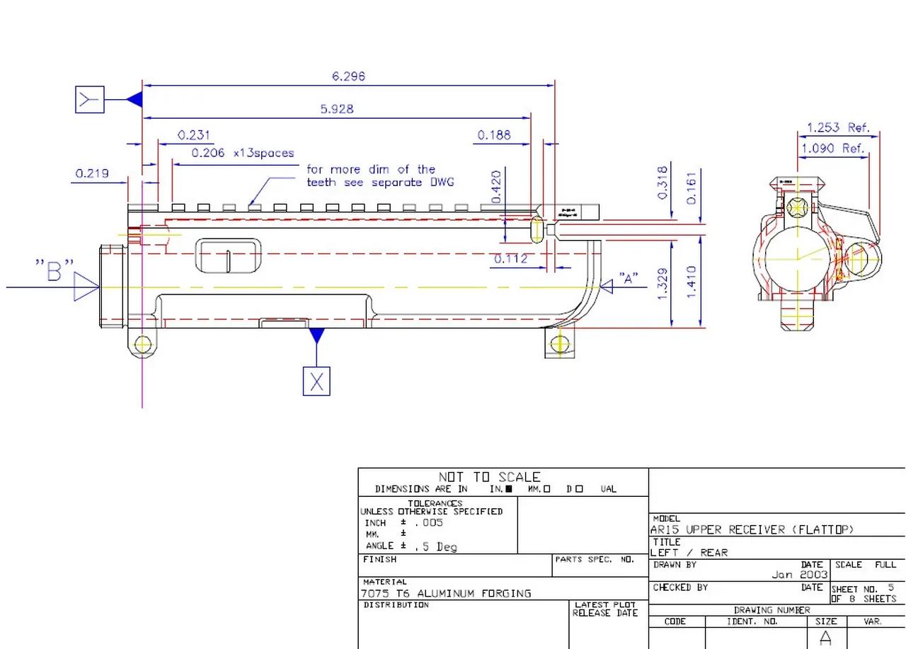 Ar15-A3 style Upper receiver blueprints